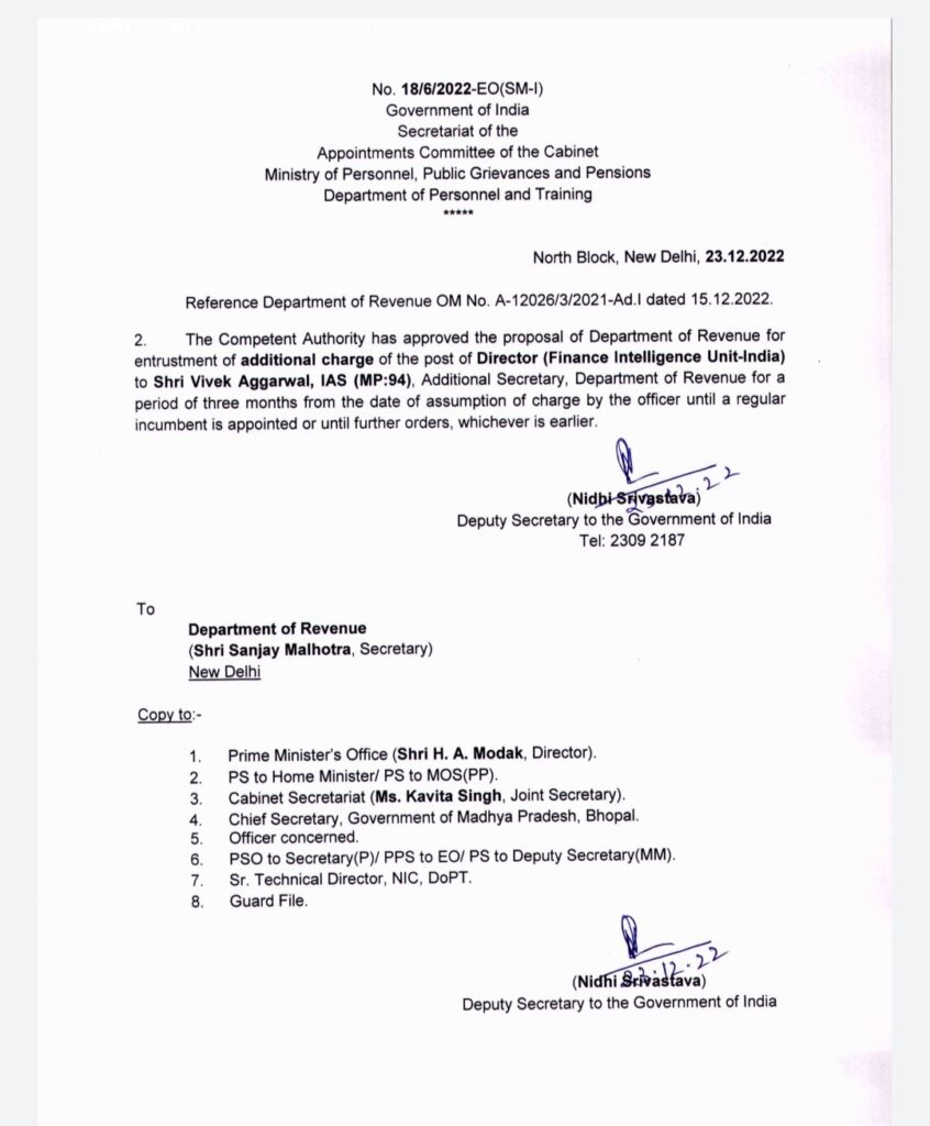 Additional Charge To IAS Vivek Aggarwal: विवेक अग्रवाल को केंद्र में एक ...